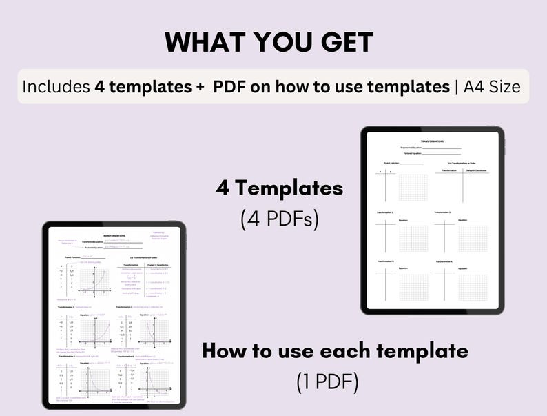 Graphing Transformations Templates | Function Shifts, Reflections ...