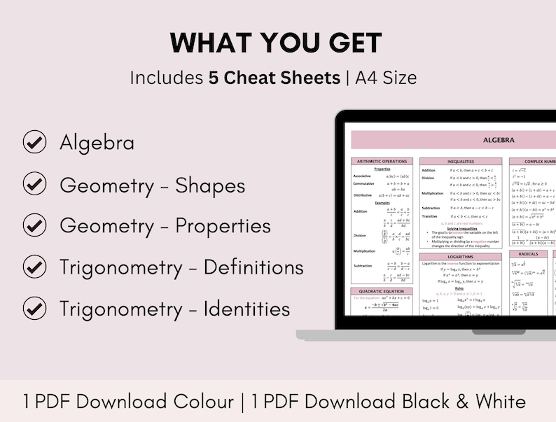 Math Cheat Sheets | Algebra, Geometry & Trigonometry | Math Formula ...