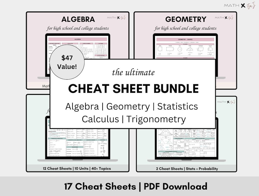 Math Cheat Sheet | Algebra, Geometry, Trigonometry, Statistics ...