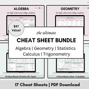 Math Cheat Sheet | Algebra, Geometry, Trigonometry, Statistics & Calculus | High School Math ...