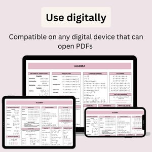 Algebra Cheat Sheet | Quick Reference Math Formula Algebra Summary ...