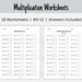 18 Multiplication Practice Worksheets Numbers 0-12 Multiplication ...