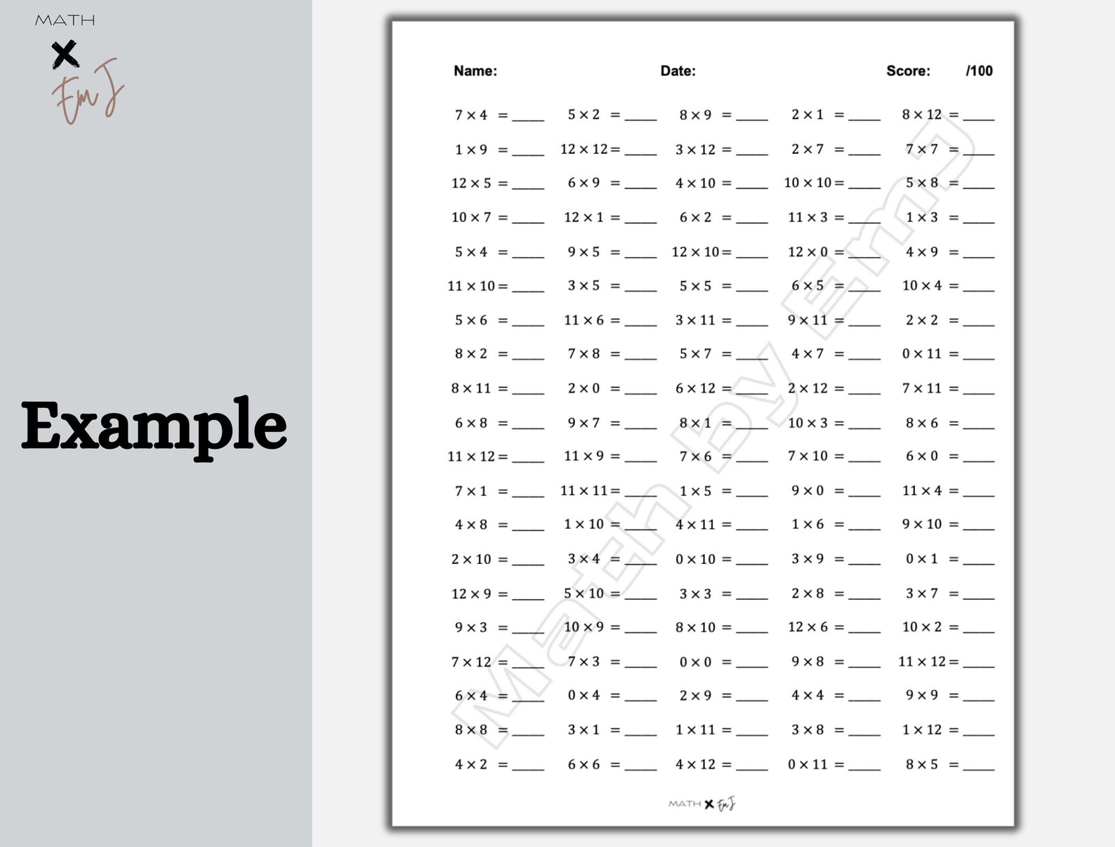 10 Multiplication Worksheets Numbers 0-12 Multiplication Drills ...