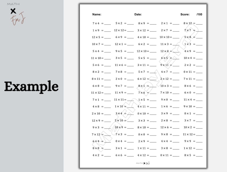 10 Multiplication Worksheets Numbers 0-12 Multiplication Drills ...