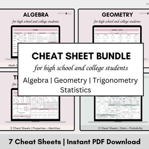 Algebra and Geometry Cheat Sheet - Etsy