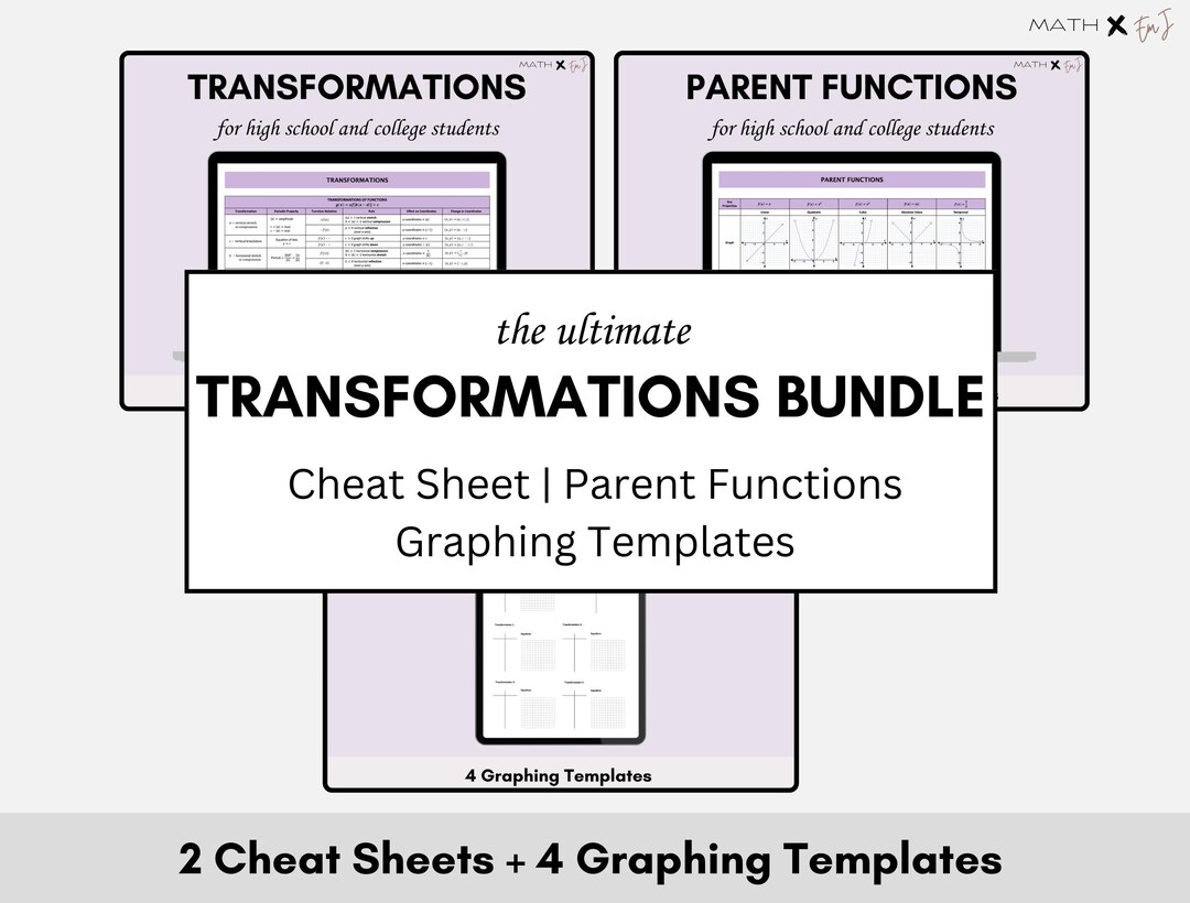 Parent Function & Transformation Cheat Sheet | Algebra Pre-calculus ...
