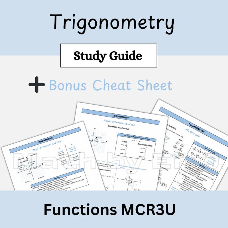 Trigonometry Poster - Etsy