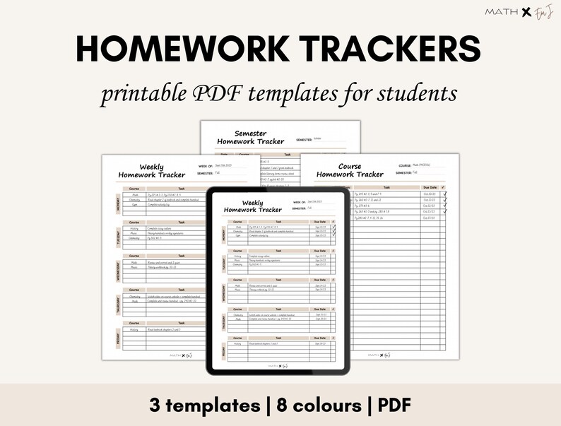 Homework Student Planner Printable Student Homework and Assignment ...