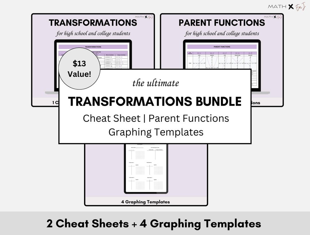 Parent Function & Transformation Cheat Sheet | Algebra Pre-calculus ...