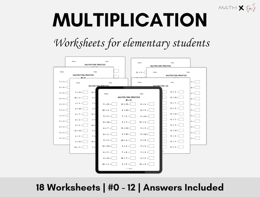 Multiplication Worksheets | Single Digit Multiplication 1-12 | Times ...