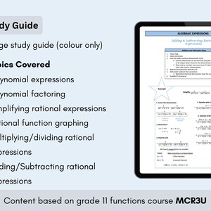 Algebraic Expressions Study Guide & Cheat Sheet | MCR3U Math Study Aid ...