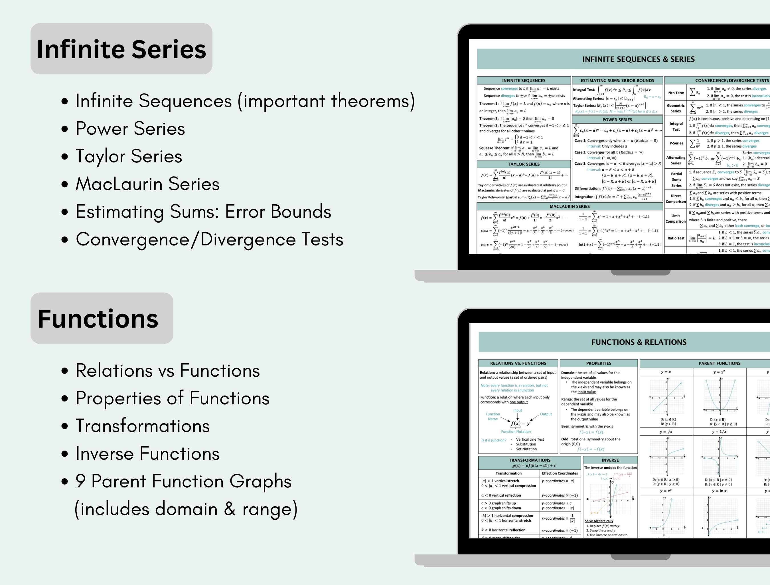 AP Calculus AB & BC Cheat Sheet (calc 1, Calc 2) | Calculus Study Guide ...