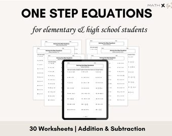 One Step Equations Worksheets - Etsy