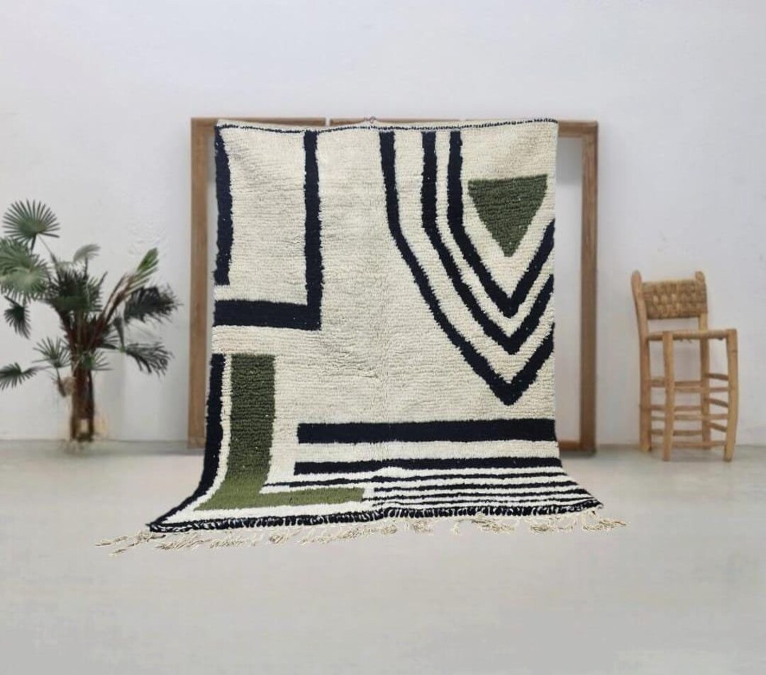 Green Beni Ourain Rug Livingroom ,emerald Green Shaggy Rug ,moroccan ...
