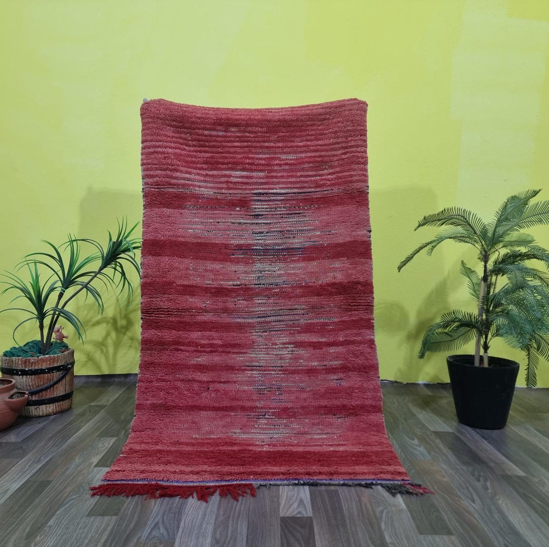 Red Moroccan Amazing Runner-handmade Rug-red Boujaad Rug-vintage Rug ...