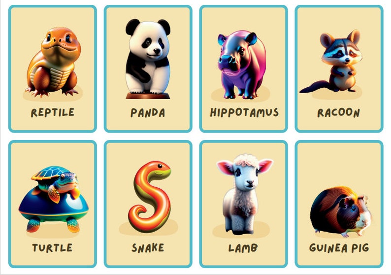 16 Ultra Realistic ANIMALS Flashcards + 8 FREE • Learn Very Easy the ...