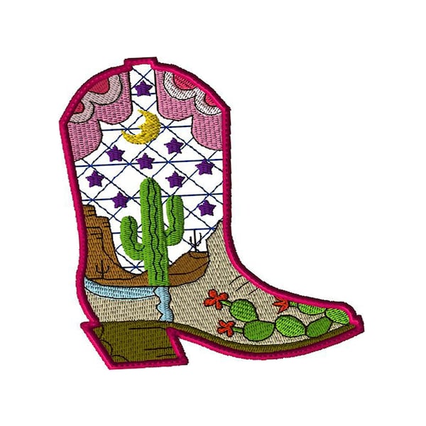 Southwest Cowboy Boot Embroidery Design - Etsy