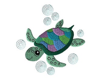 Girly Turtle Embroidery Design, Cute Turtle, Baby Turtle, Turtle With ...
