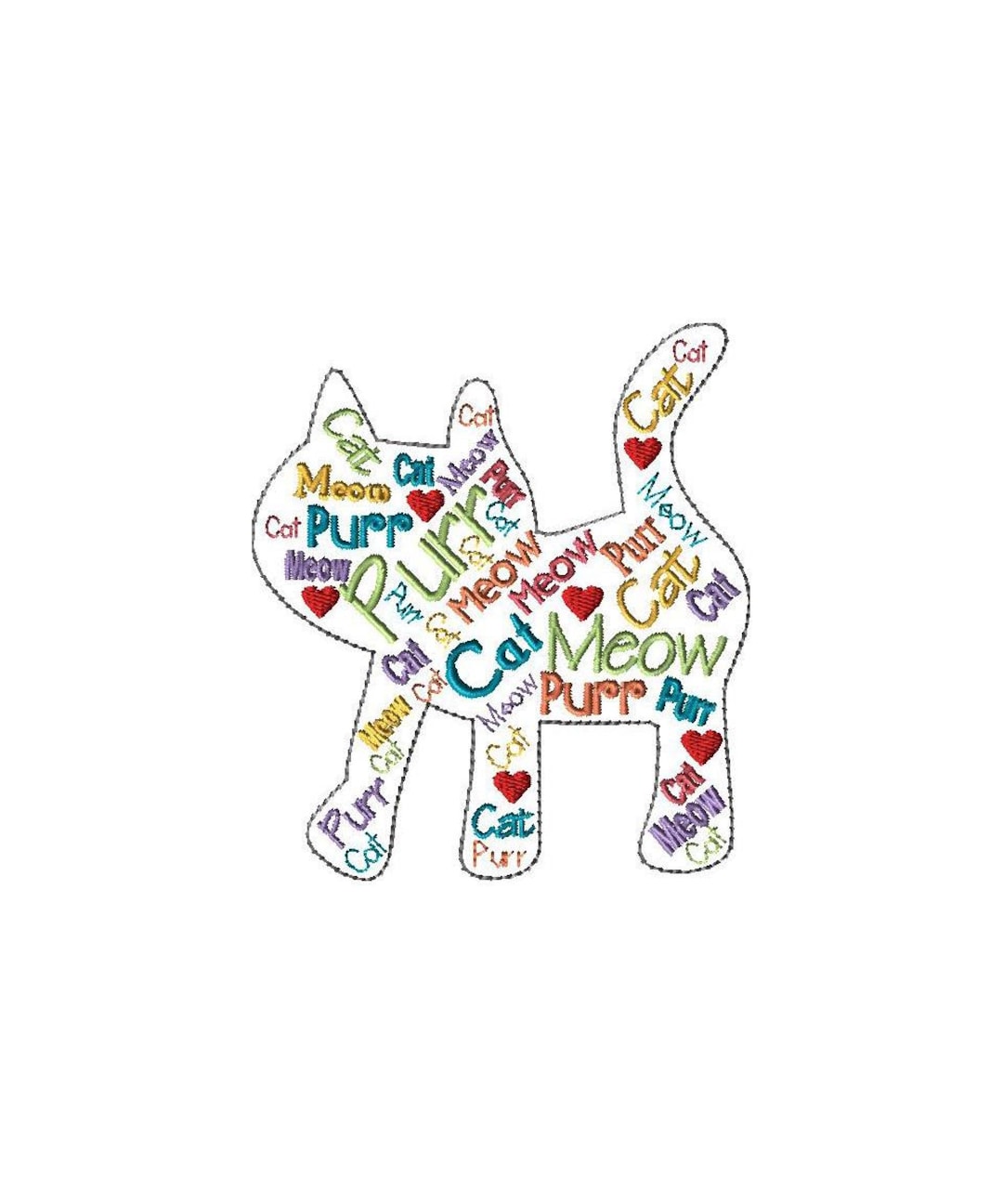 Word Art Cat Embroidery Design - Etsy