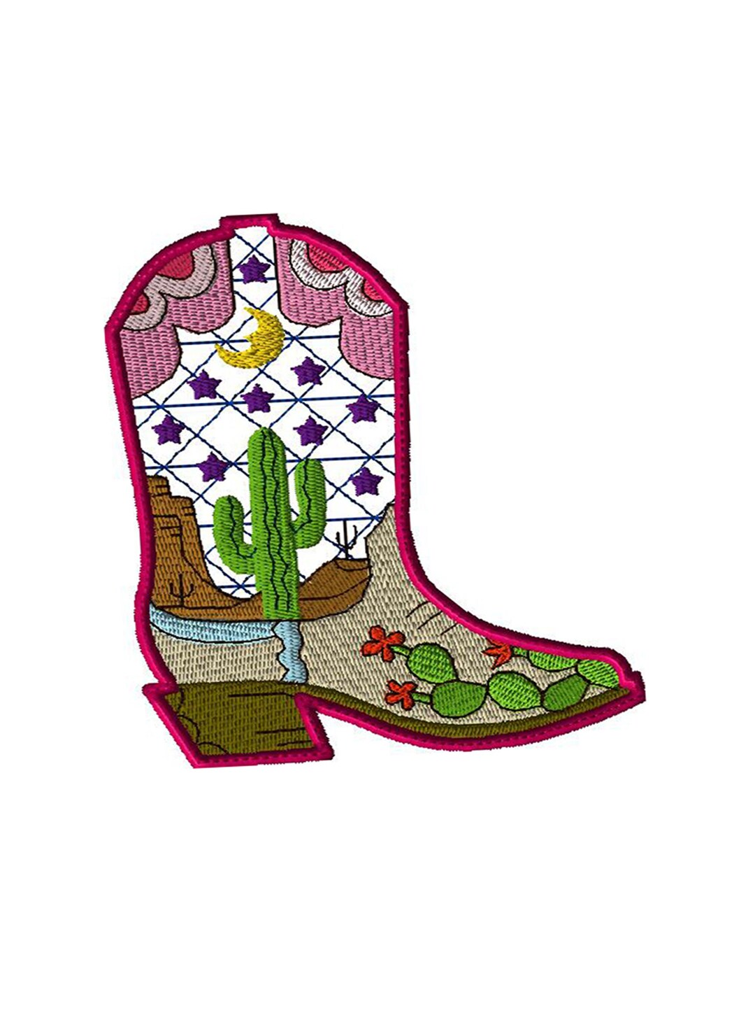 Southwest Cowboy Boot Embroidery Design - Etsy