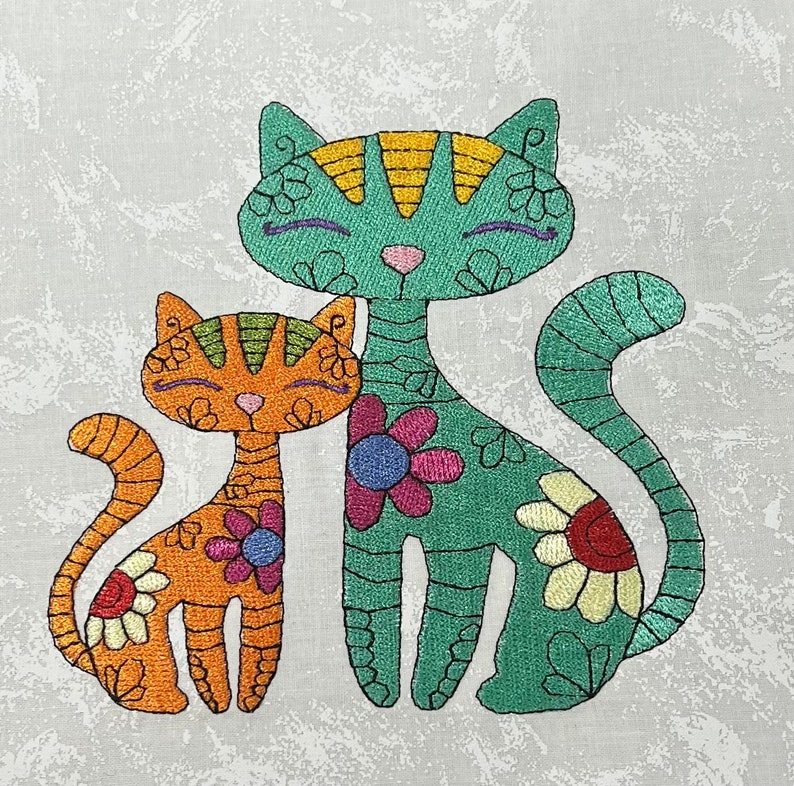 Fancy Cat Embroidery Design - Etsy