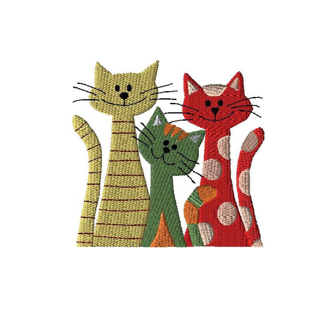 Cute Cats Embroidery Design - Etsy
