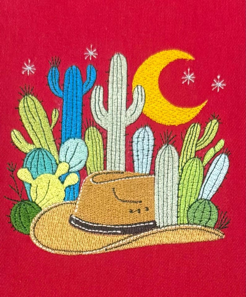 Southwest Cactus With Cowboy Hat Embroidery Design - Etsy