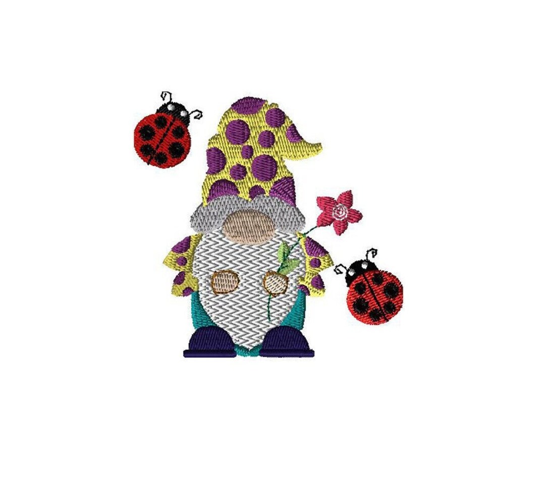 Lady Bug Gnome Embroidery Design - Etsy