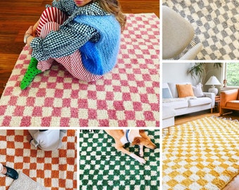 Green Custom Checkered Moroccan Rug Made to Order Handmade - Etsy