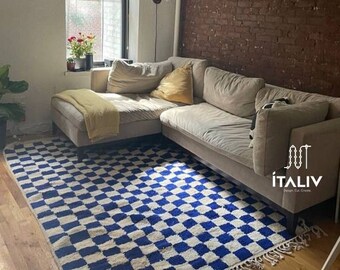 Brown and White Checkered Rug, Moroccan Berber Checkered Rug, Checkered ...