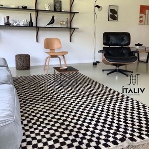 Black and White Checkered Rug, Moroccan Berber Checkered Rug, Checkered ...