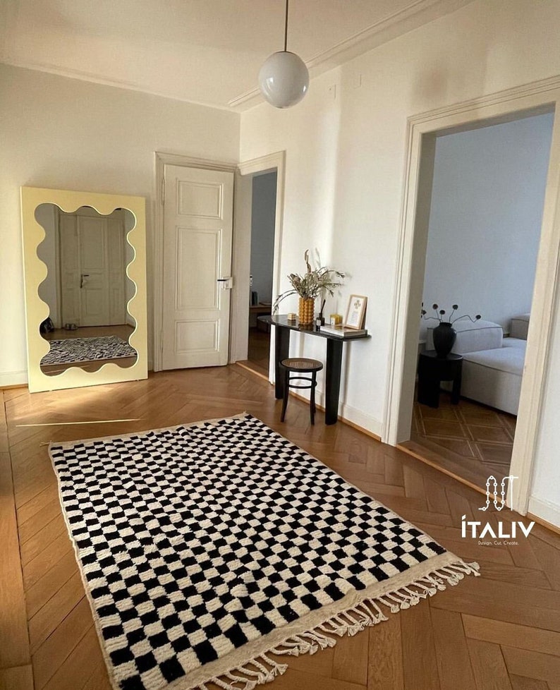 Black and White Checkered Rug, Moroccan Berber Checkered Rug, Checkered ...