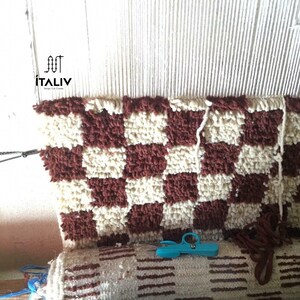 Dark Brown and White Checkered Rug, Moroccan Berber Checkered Rug ...