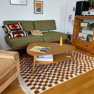 Dark Brown and White Checkered Rug, Moroccan Berber Checkered Rug ...