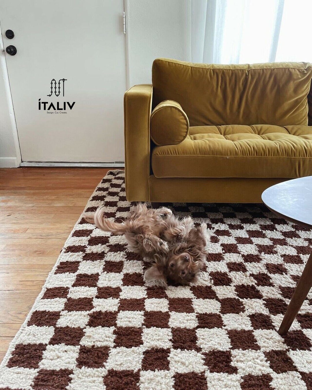 Dark Brown and White Checkered Rug, Moroccan Berber Checkered Rug ...