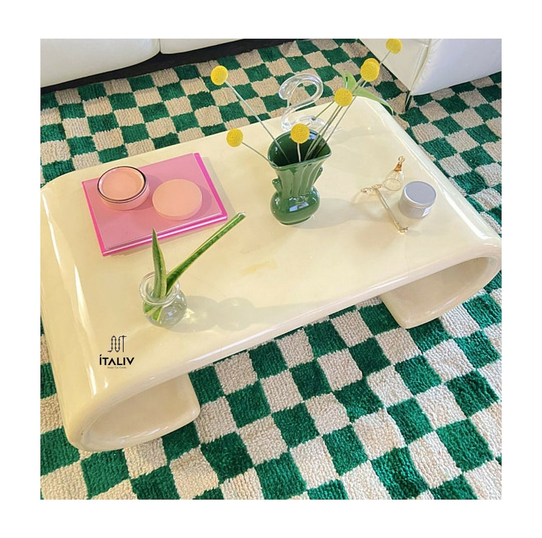 Green and White Checkered Rug, Moroccan Berber Checkered Rug, Checkered ...