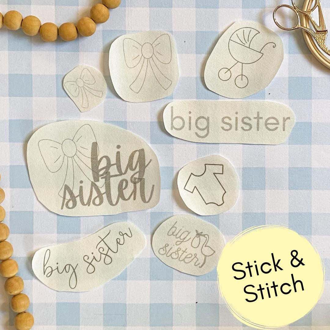 Big Sister Stick and Stitch Embroidery Pattern, DIY Baby Gift, Gift for ...
