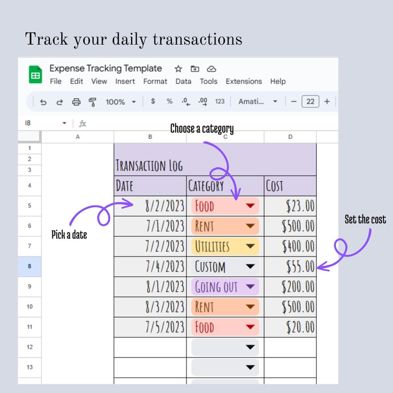 Customizable Expense Tracker Template - Etsy