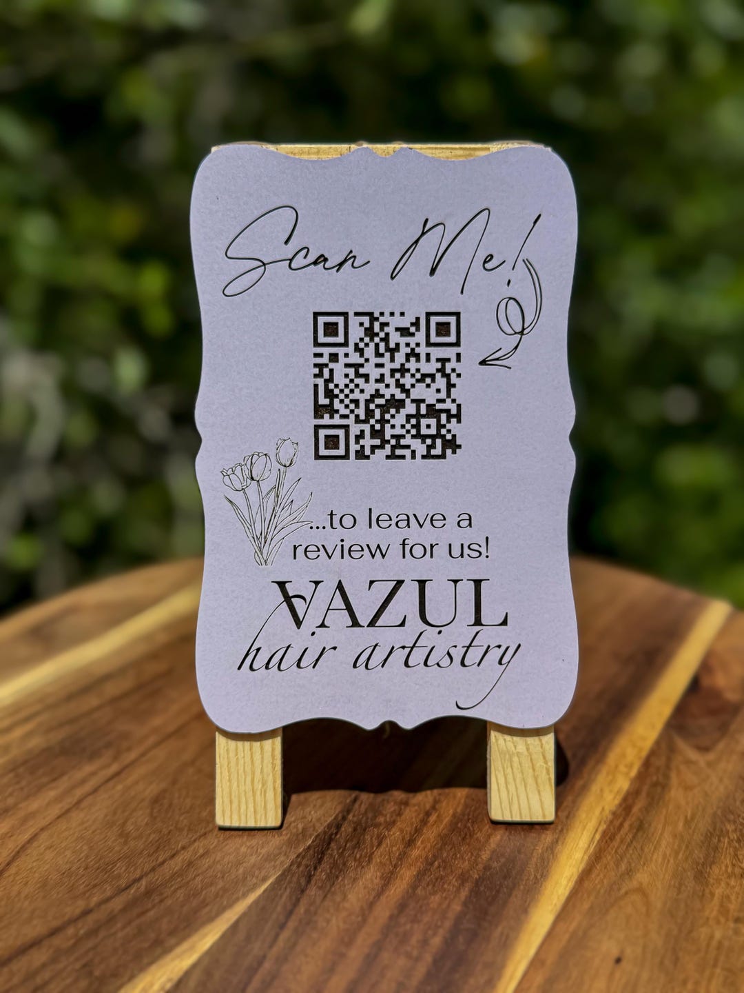 Custom Double-sided Desktop Easel With Engraved QR Code – Business Logo ...