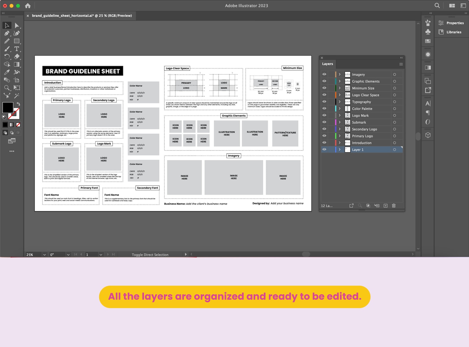 Horizontal Brand Guideline Sheet Template - Etsy