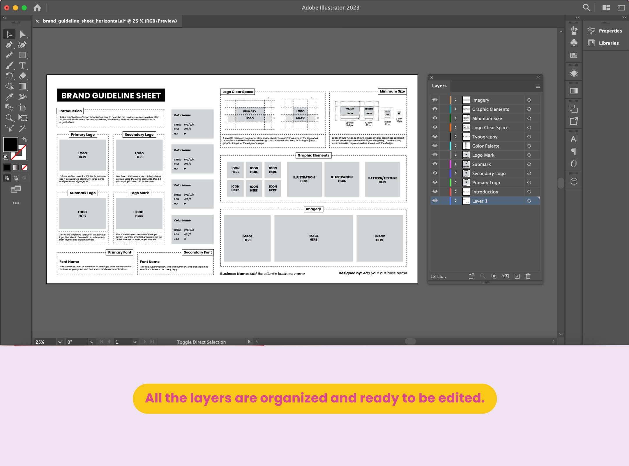 Horizontal Brand Guideline Sheet Template - Etsy