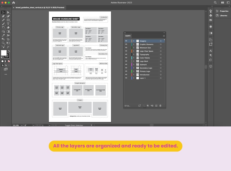 Vertical Brand Guideline Sheet Template - Etsy