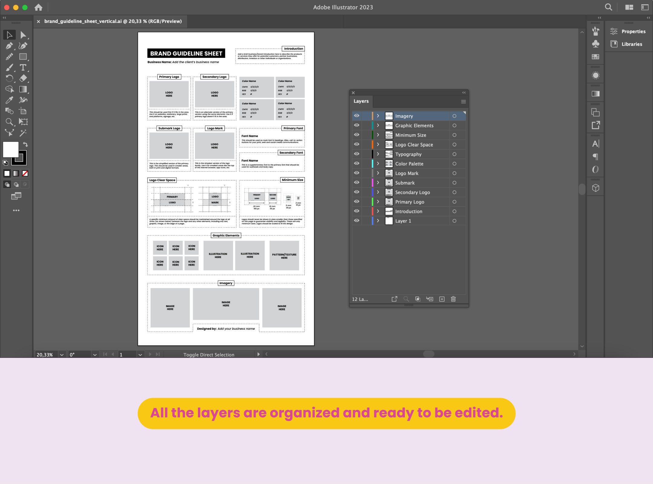 Vertical Brand Guideline Sheet Template - Etsy