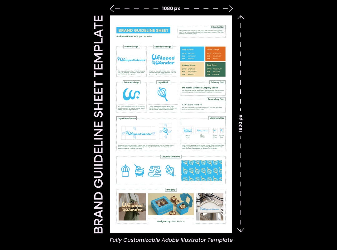 Vertical Brand Guideline Sheet Template - Etsy