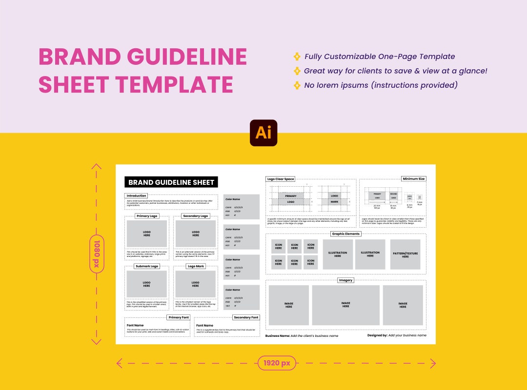 Horizontal Brand Guideline Sheet Template - Etsy