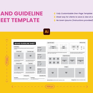 Horizontal Brand Guideline Sheet Template - Etsy