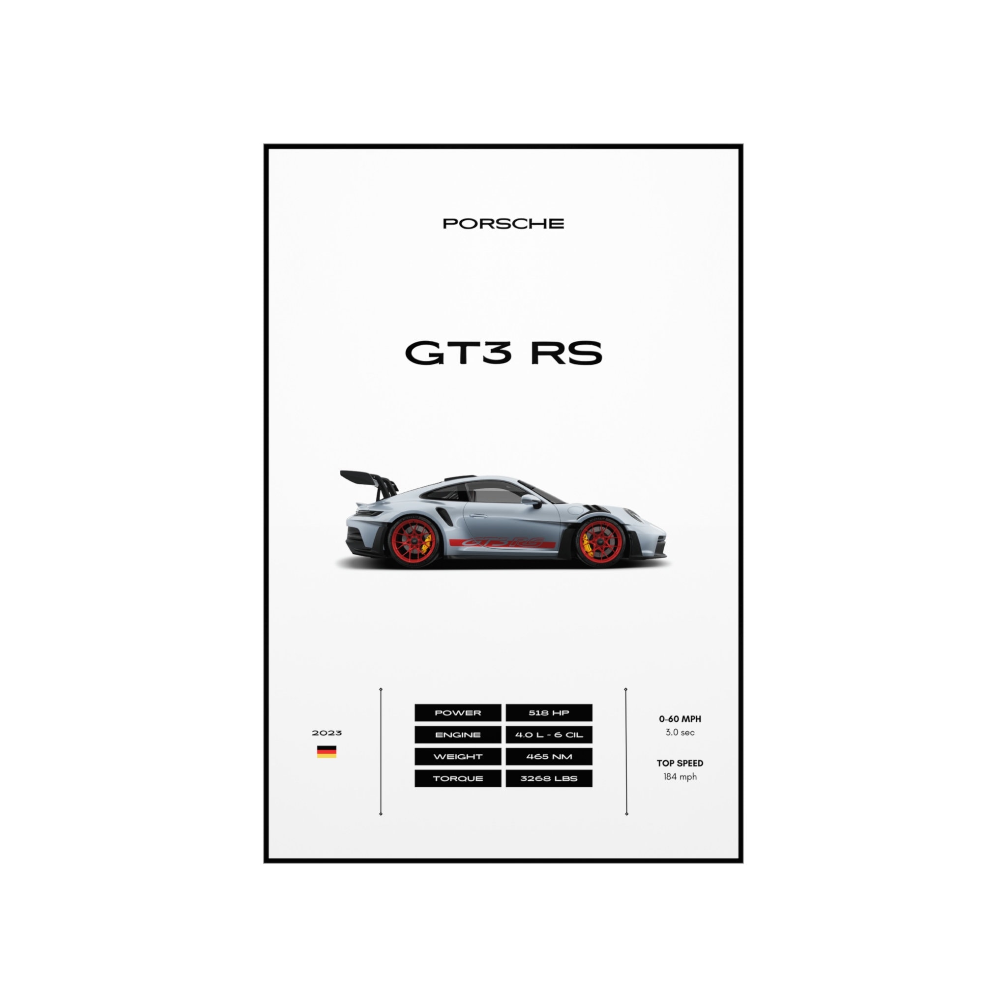 Porsche 911 GT3 RS Minimal Poster - Etsy