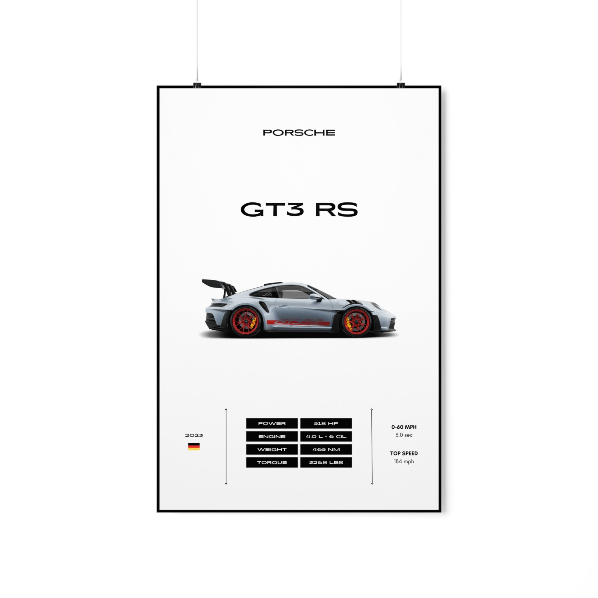 Porsche 911 GT3 RS Minimal Poster - Etsy