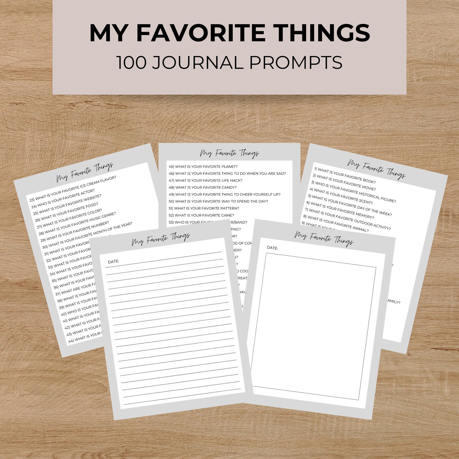 My Favorite Things Journal Prompts, Self Care Journal, Self Discovery ...