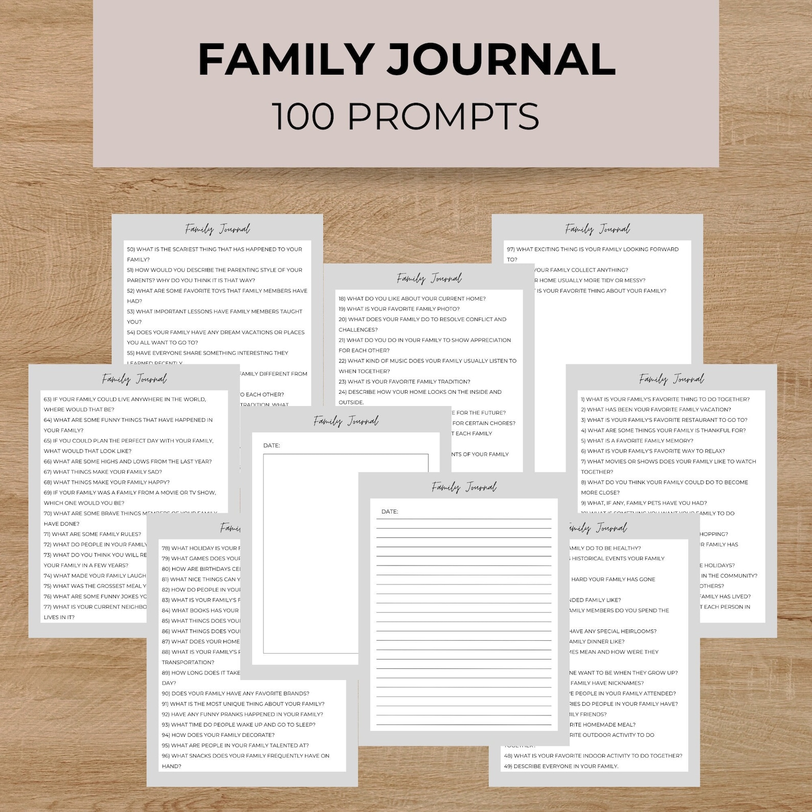Family Journal Prompts, Family Bonding Journal Prompts, Unique Family ...
